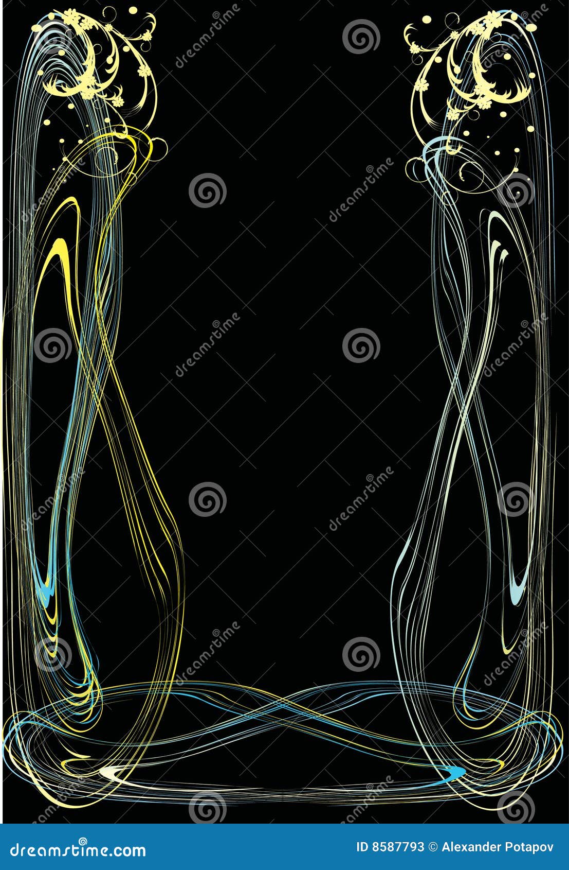Abstract frame on black stock illustration. Illustration of element ...