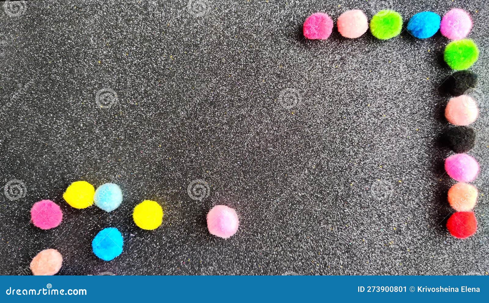 Abstract Frame with a Black Velvet Rectangle and Multicolored Balls ...