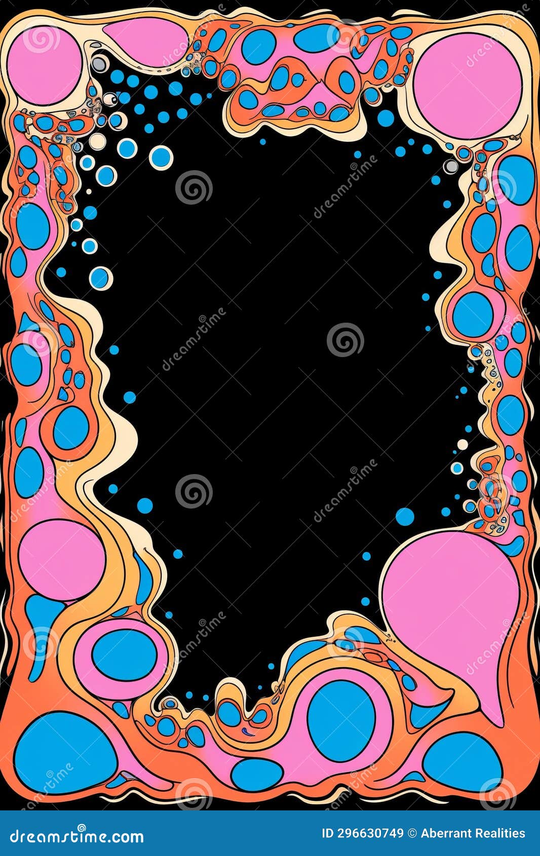 An Abstract Frame with Bubbles and Bubbles on a Black Background Stock ...