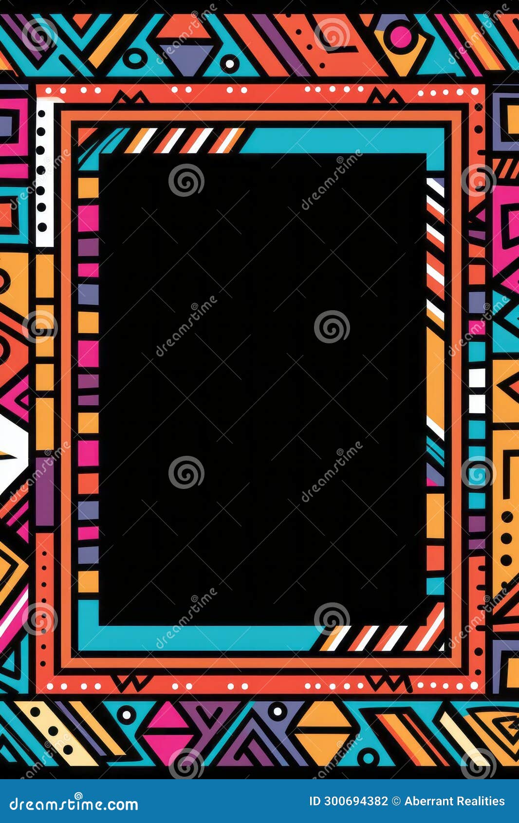 An Abstract Frame with Colorful Geometric Shapes on a Black Background ...