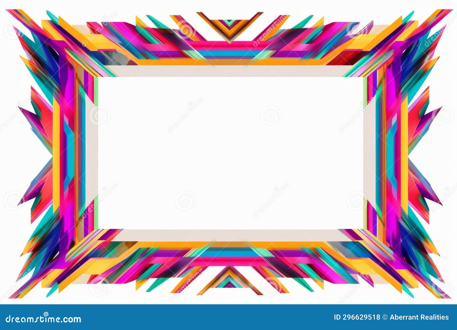Abstract Frame with Colorful Geometric Shapes on a White Background ...