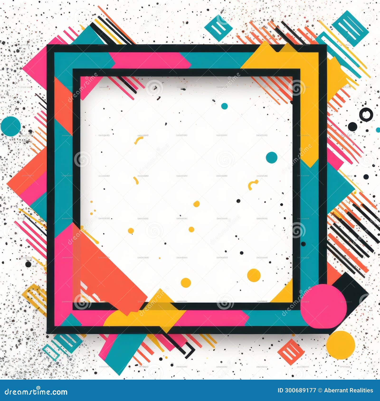 Abstract Frame with Colorful Geometric Shapes on a White Background ...