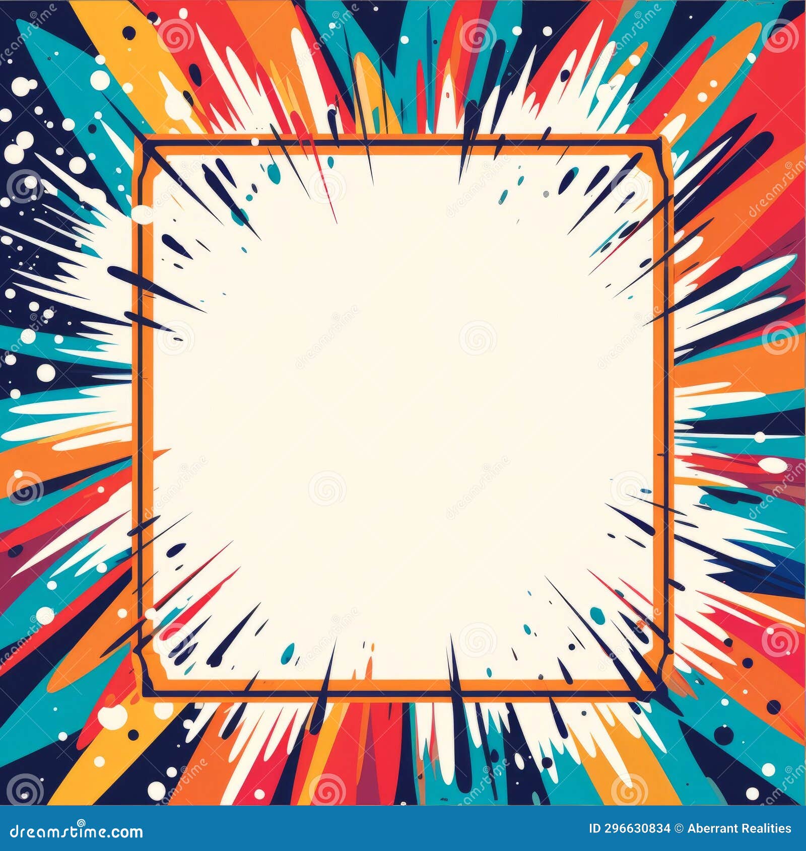 An Abstract Frame with Colorful Splashes on a White Background Stock ...