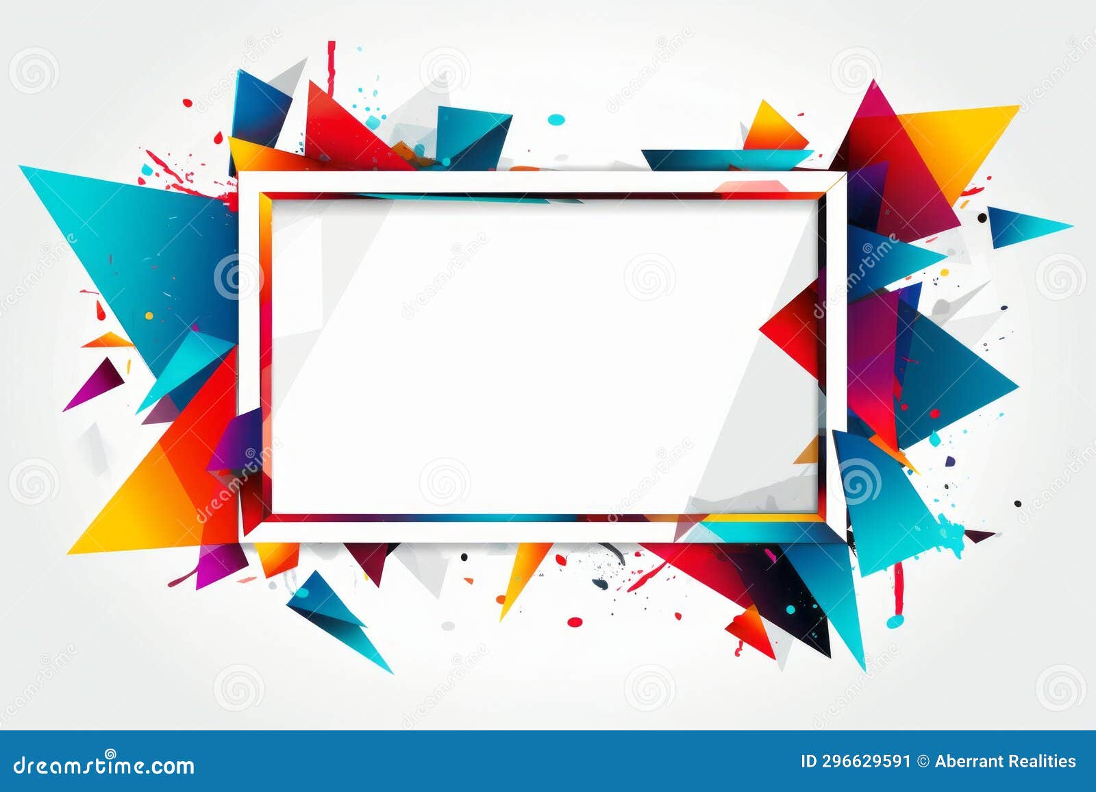Abstract Frame with Colorful Triangles on White Background Stock ...