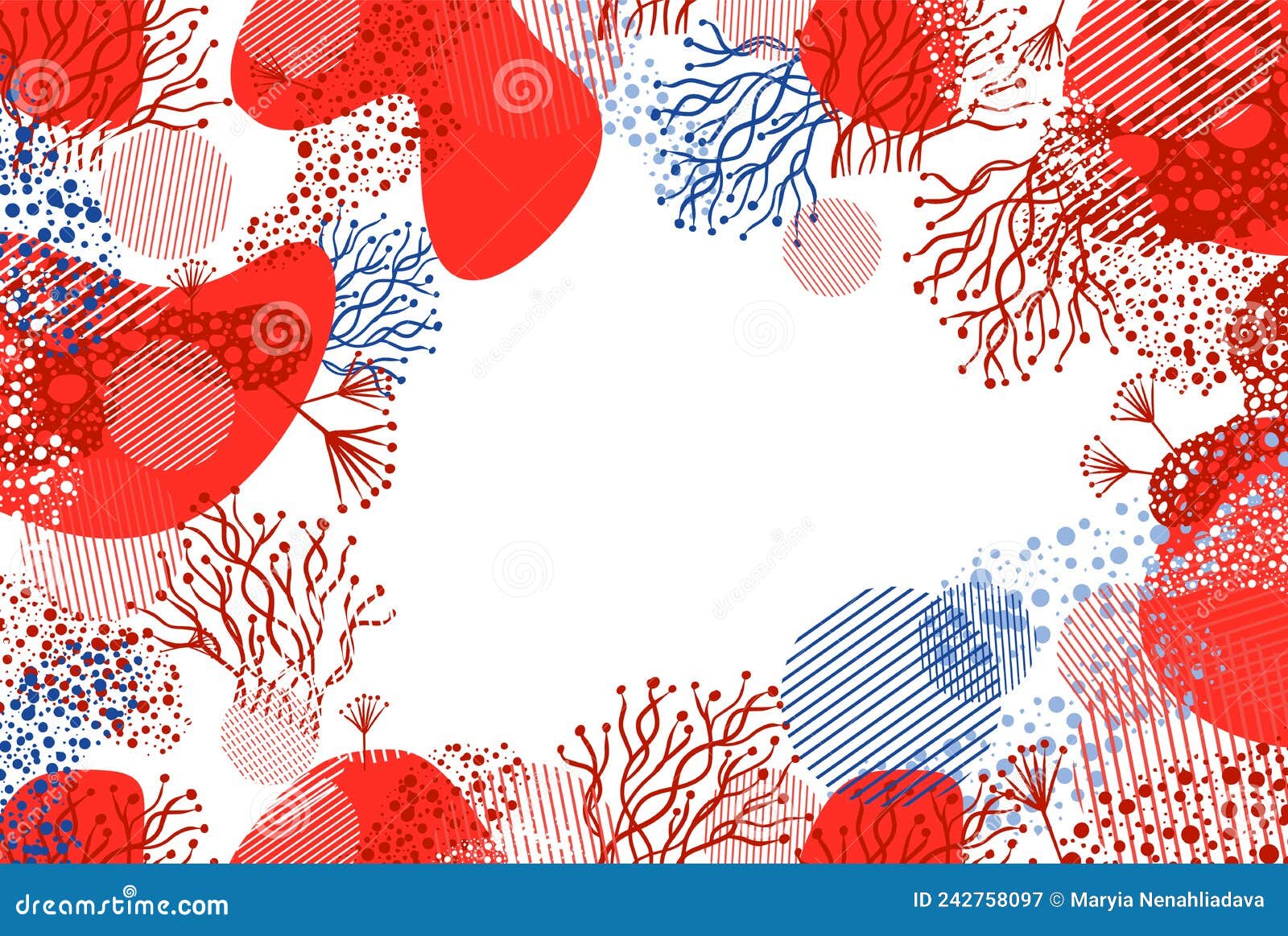 Abstract Frame for Congratulations. Red Blue Colors with Flowers ...