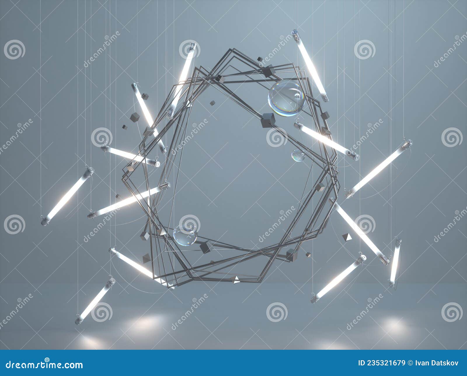 Abstract Frame with Fluorescent Lamps. Stock Illustration ...