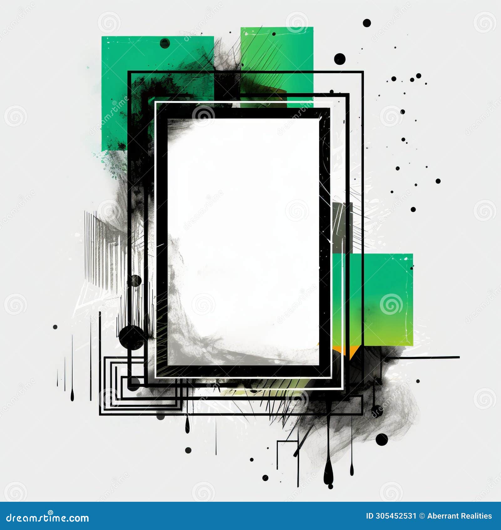 An Abstract Frame with Green and Black Paint on it Stock Illustration ...