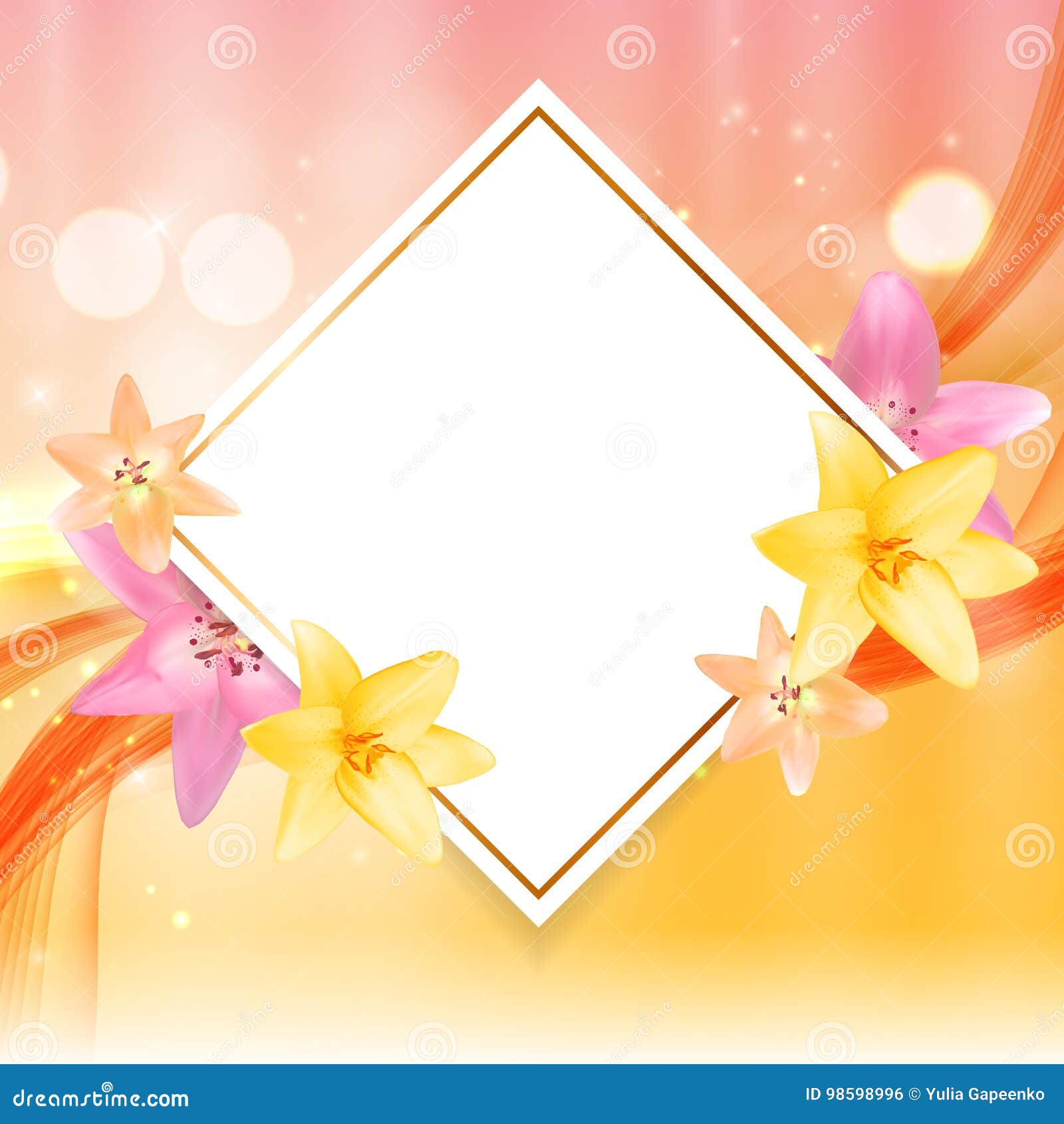 Abstract Frame with Lily Flower. Natural Background Stock Vector ...