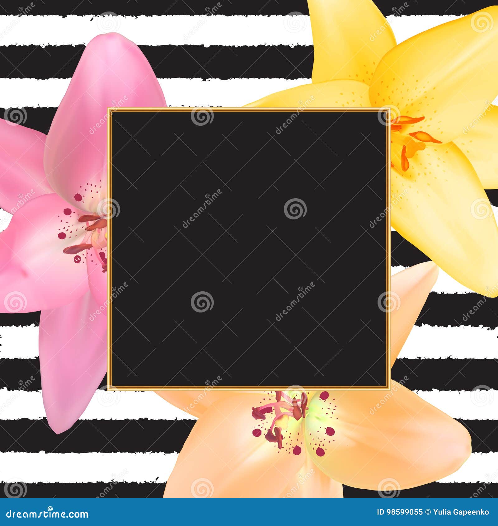 Abstract Frame with Lily Flower. Natural Background Stock Vector ...