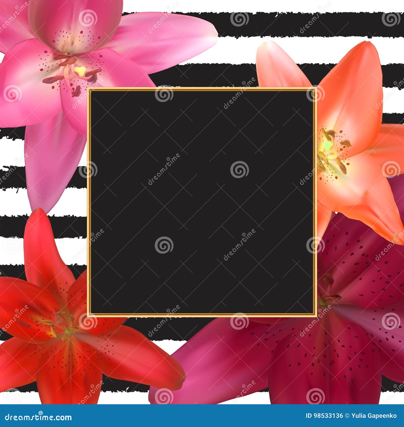 Abstract Frame with Lily Flower. Natural Background Stock Vector ...