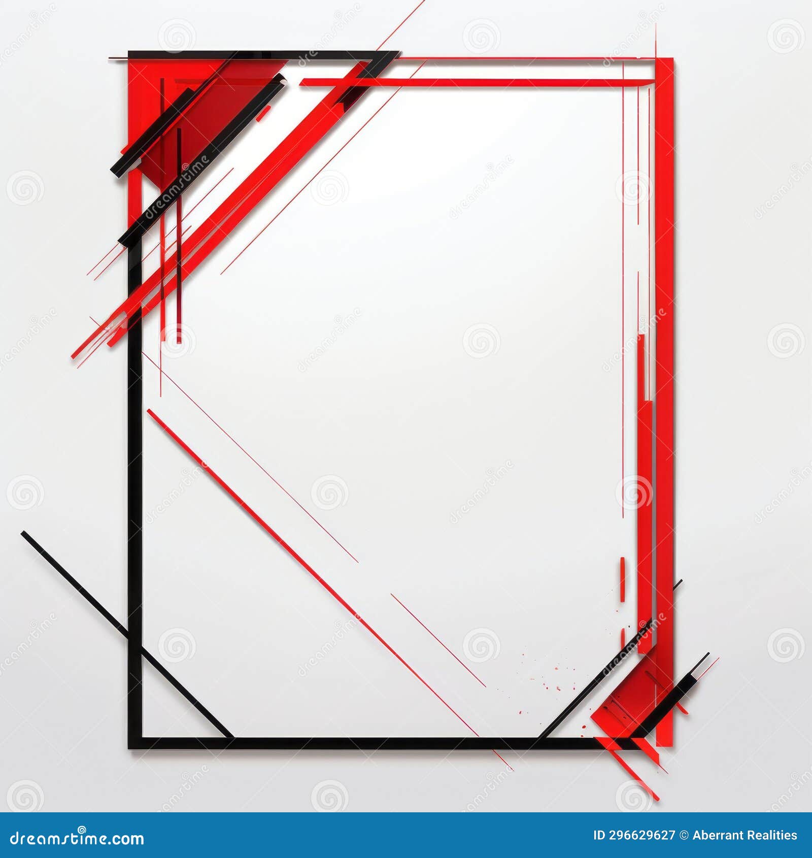 Abstract Frame with Red and Black Lines on a White Background Stock ...