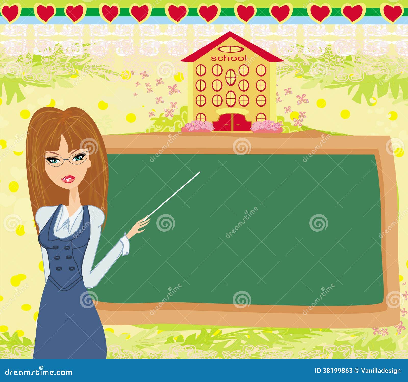Abstract Frame School - Teacher and Blackboard Stock Vector ...