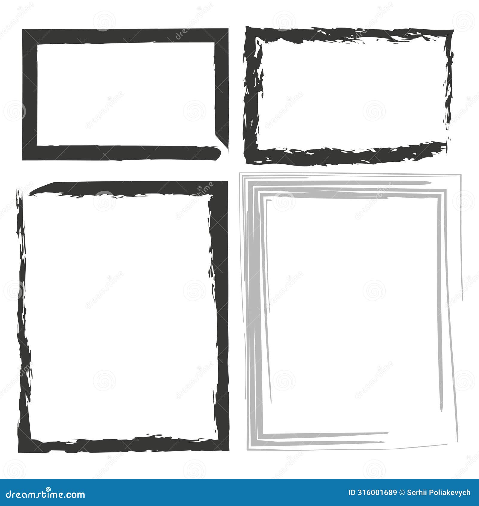 Abstract Frame Set. Grunge and Clean Borders. Modern Rectangle Shapes ...