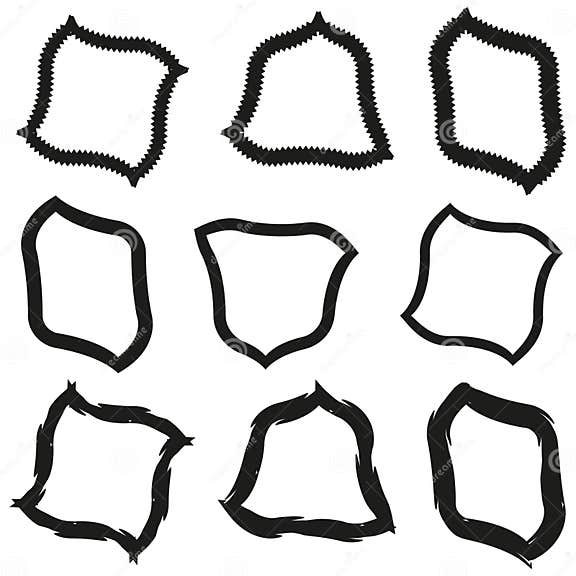 Abstract Frame Set. Irregular Black Shapes. Wavy Decorative Borders ...