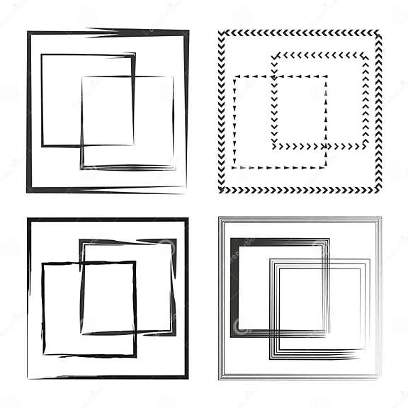 Abstract Frame Vector. Geometric Border Set. Artistic Square Outlines ...