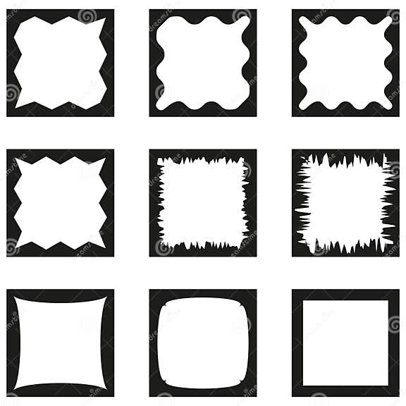 Abstract Frame Vector. Geometric Border Set. Irregular Square Shapes ...
