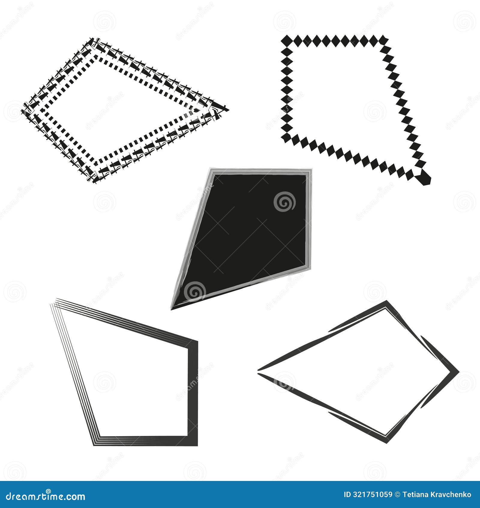 Abstract Frame Vector. Geometric Diamond Shapes. Decorative Border Set ...