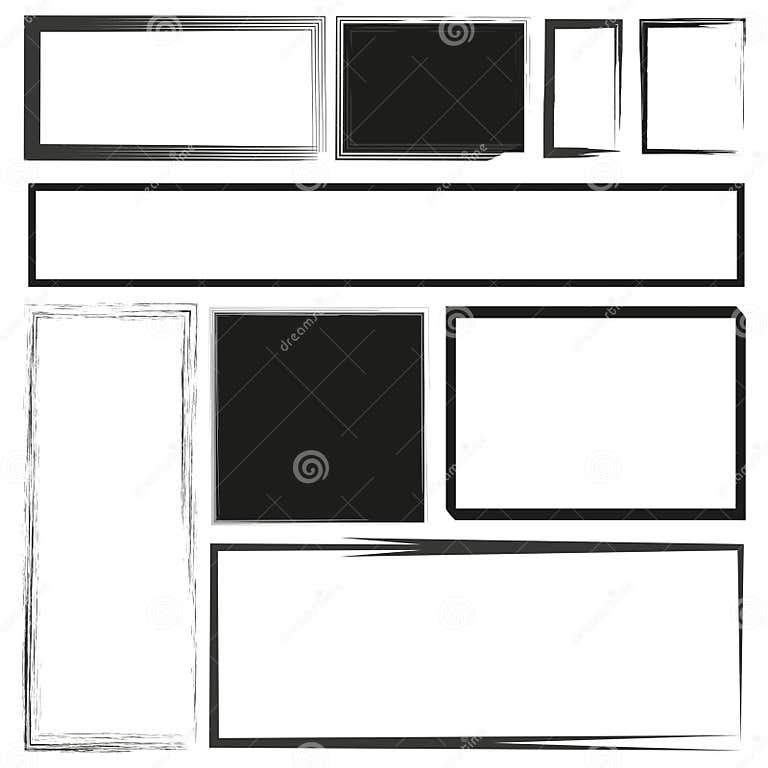 Abstract Frame Vector. Varied Frame Shapes. Bold Rectangular Outlines ...