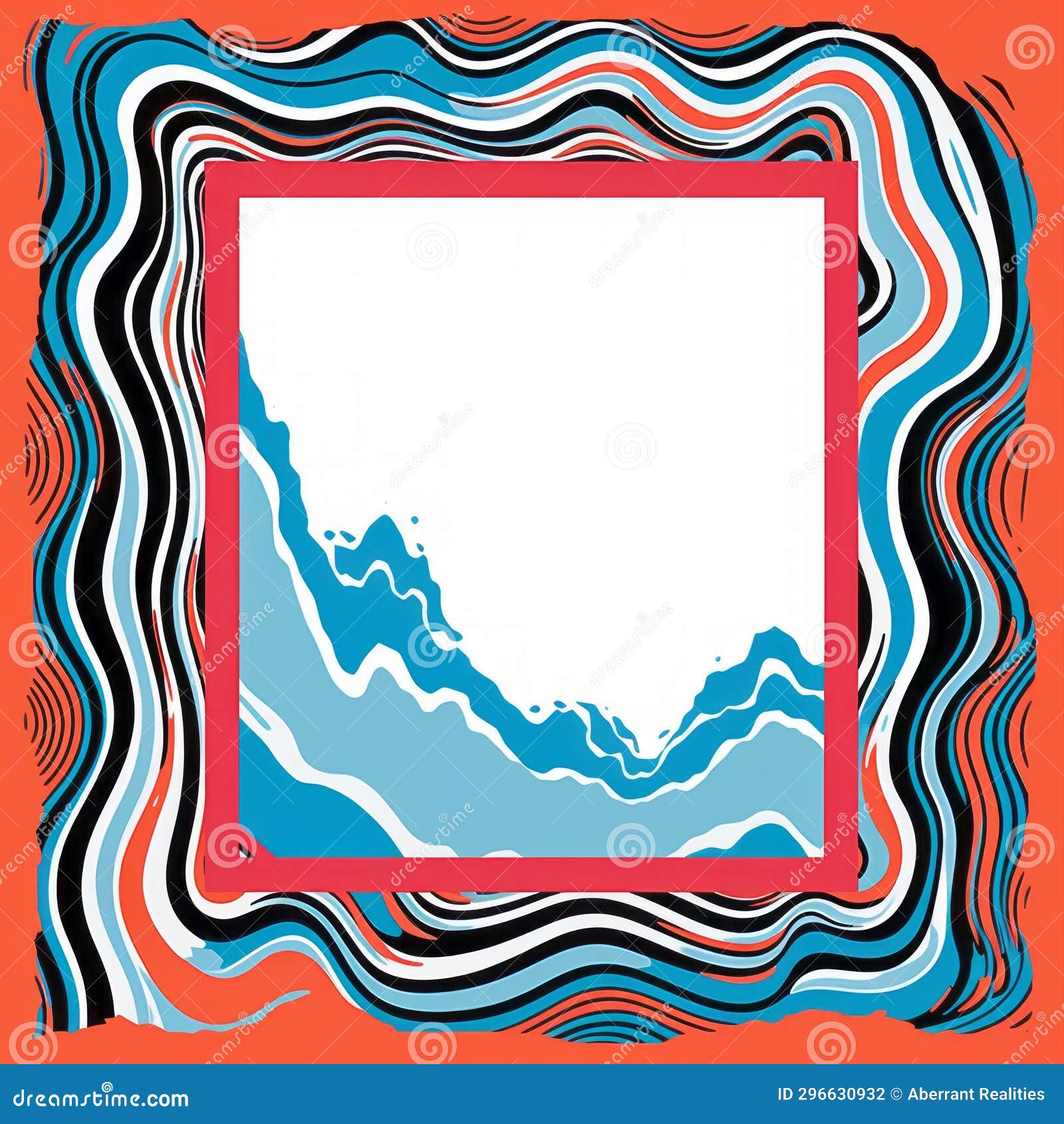 An Abstract Frame with Waves on an Orange Background Stock Illustration ...