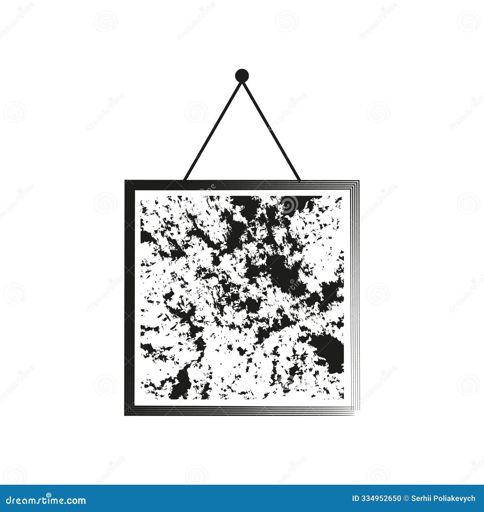 Abstract Framed Artwork. Black and White Texture. Hanging Square Frame ...