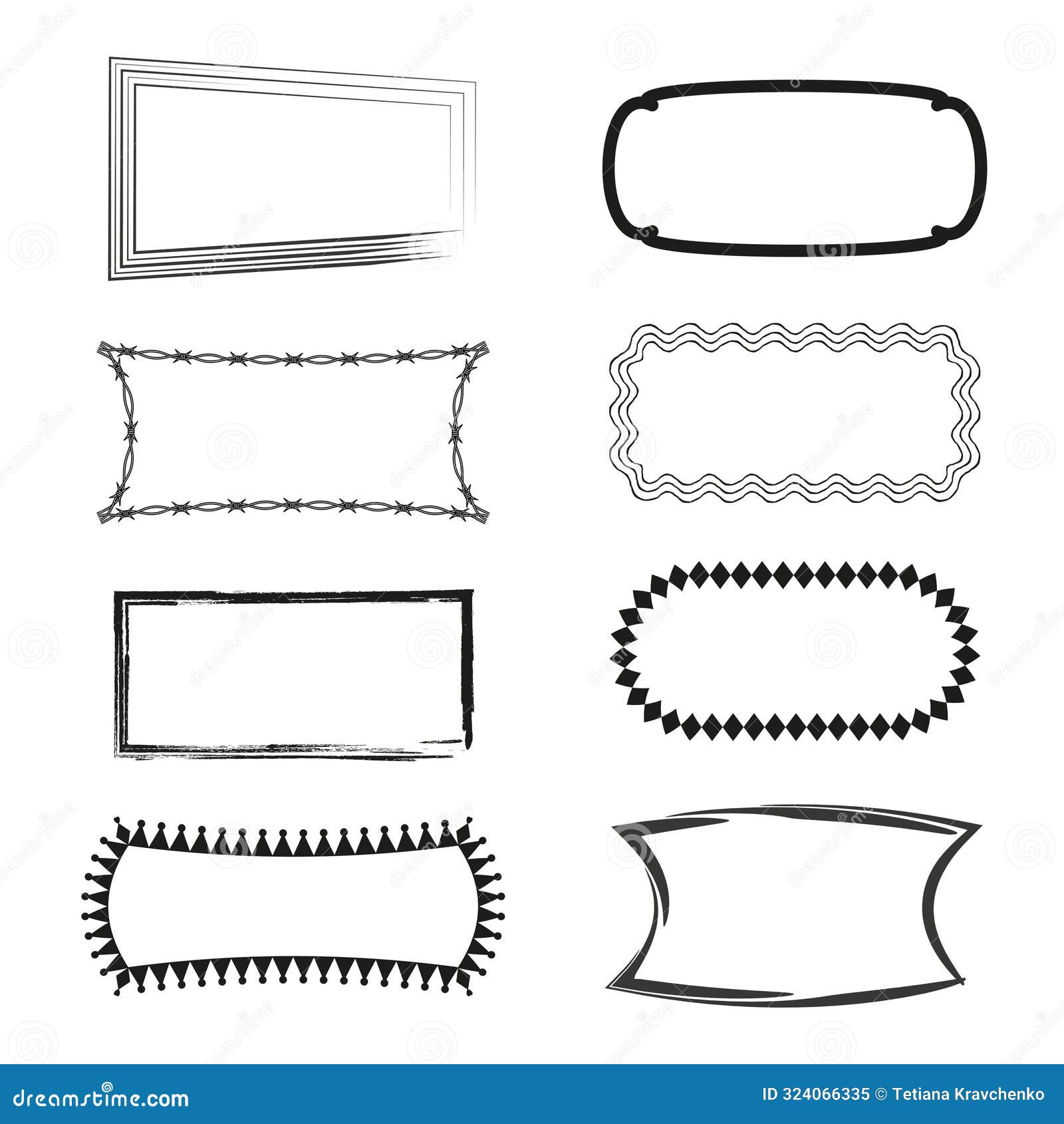 Abstract Frames Vector. Black and White. Various Outline Designs ...