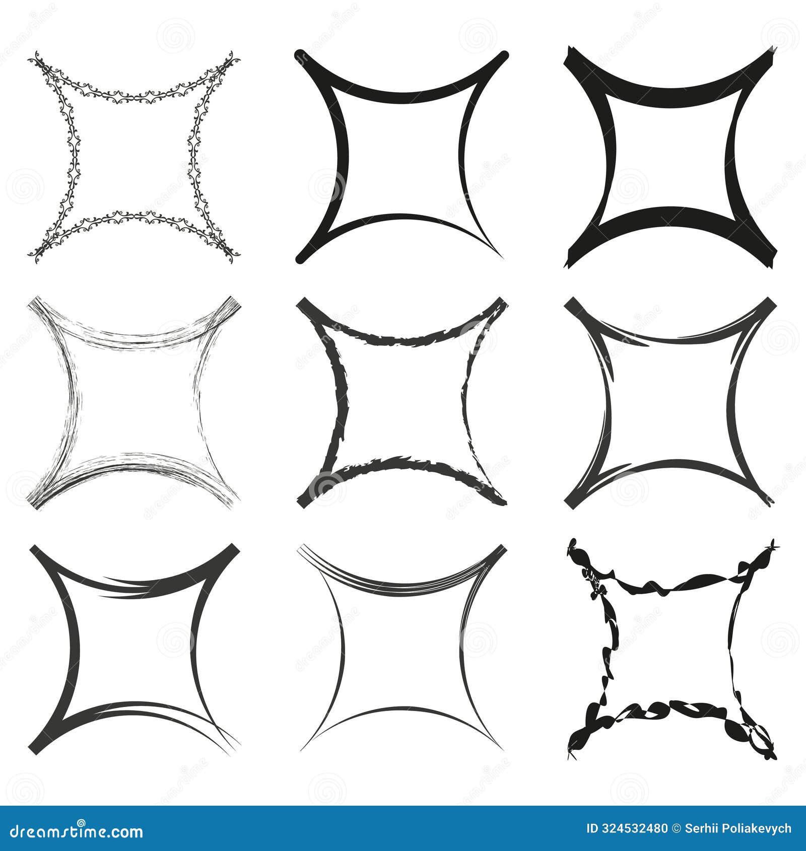 Abstract Frames Vector. Black and White. Various Square Designs ...