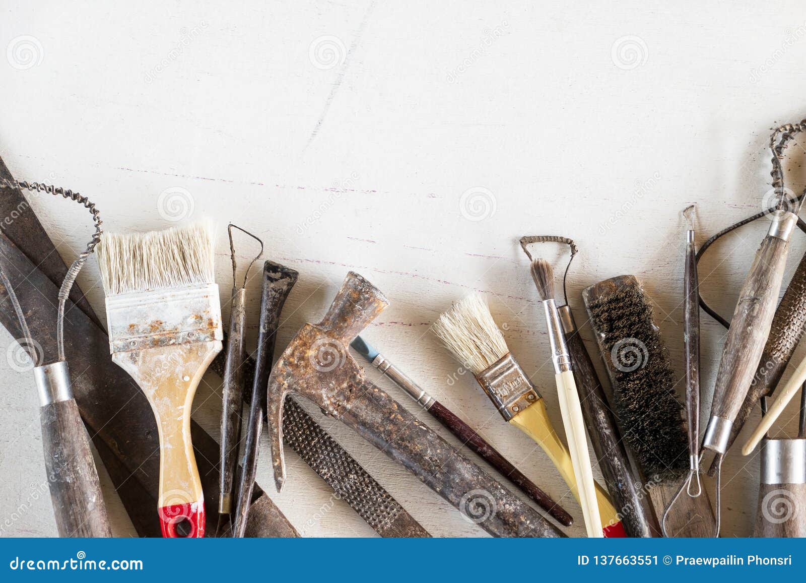 Abstract Framing Background of Sculpture Tools Set. Art and Craft Tools ...