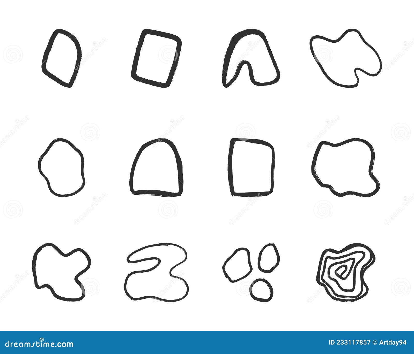 Abstract Freehand Hand Drawn Lines Shapes Stock Vector - Illustration ...