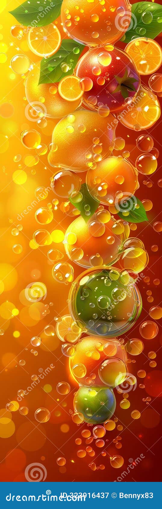 Abstract Fruit Background with Bubbles Stock Illustration ...