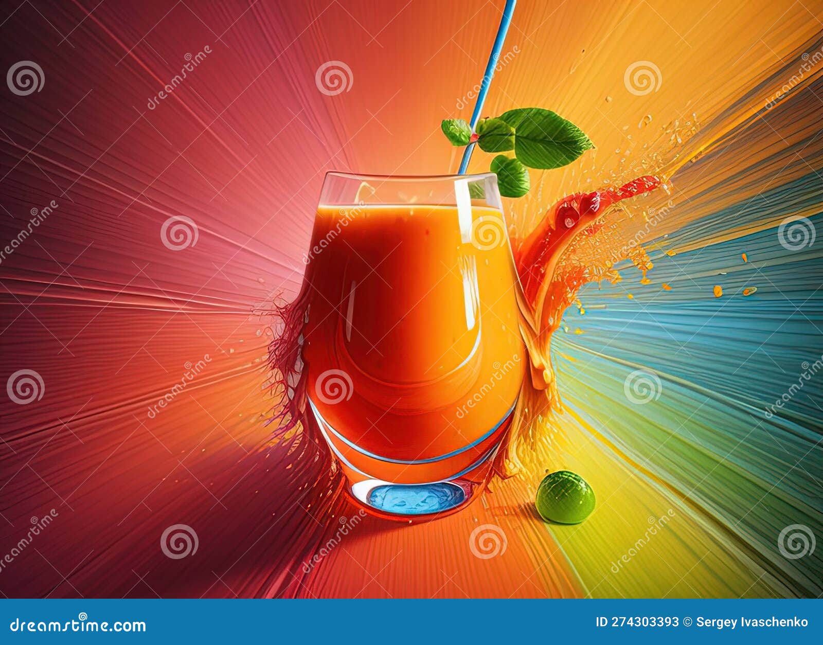 Abstract Fruit Juice, Illustration. Fruits with Juice Splash Stock ...