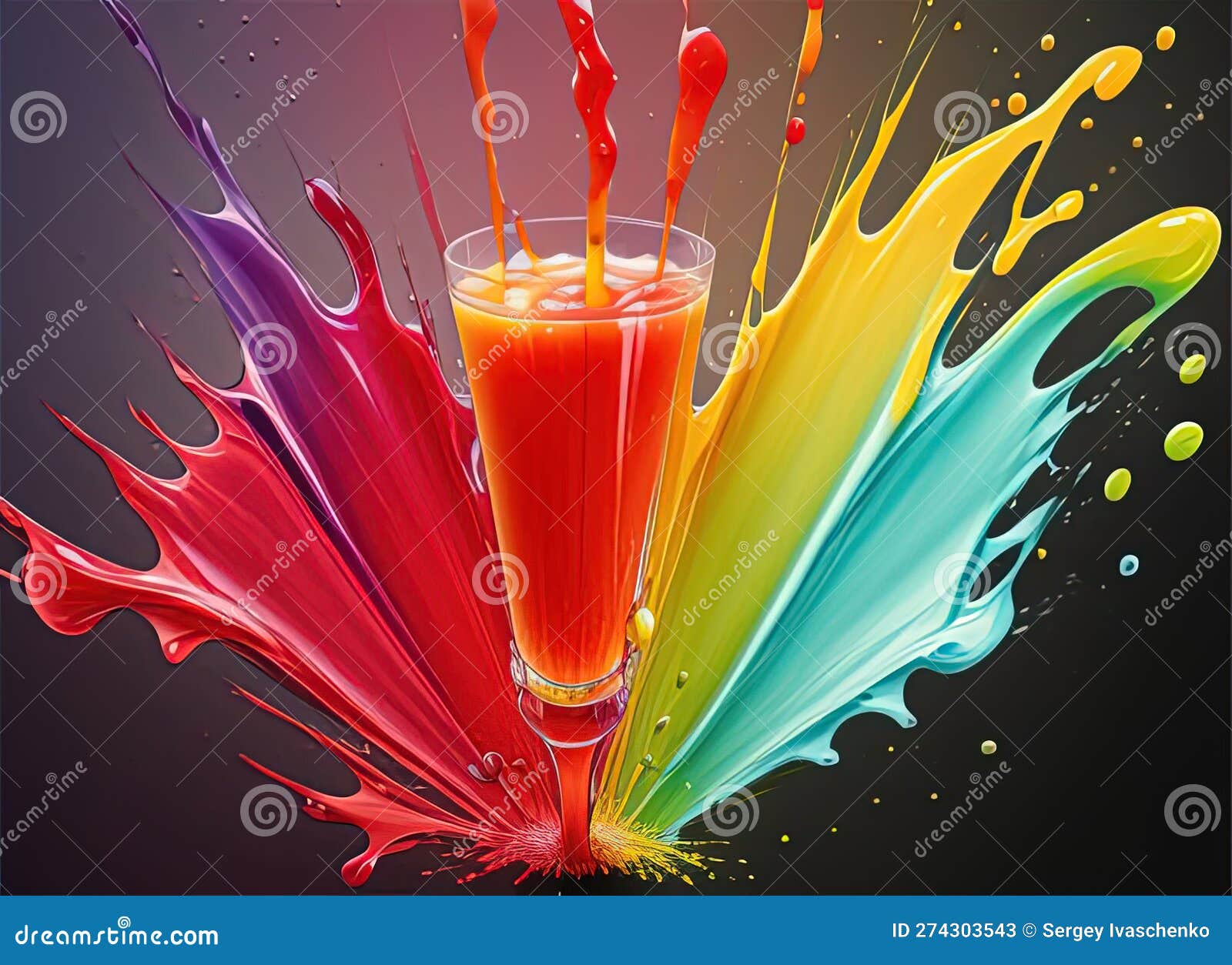 Abstract Fruit Juice, Illustration. Fruits with Juice Splash Stock ...
