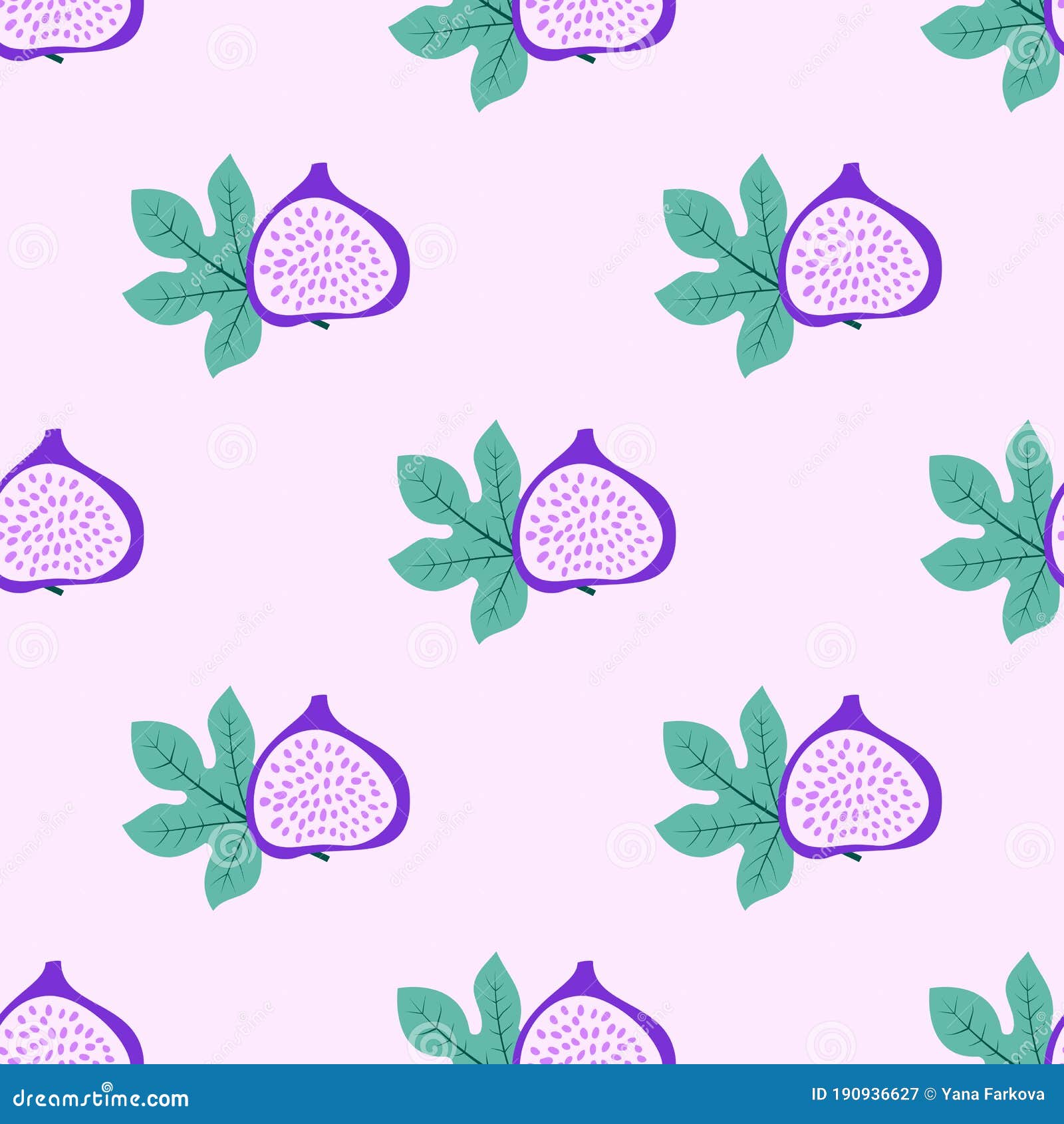 Abstract Fruit Pattern with Figs and Leaves. Vector Illustration in ...