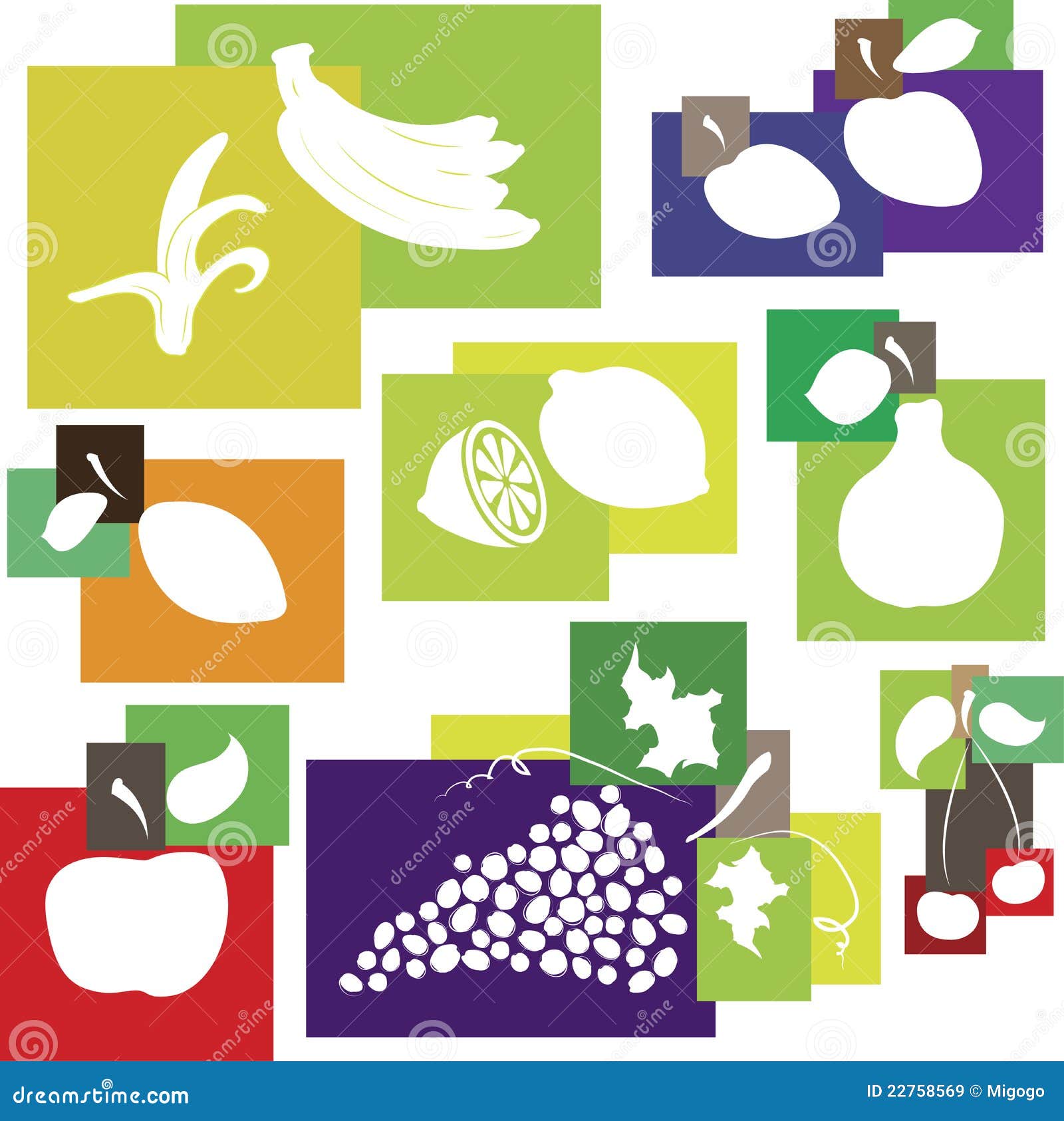 Abstract Fruit Set in Color. Design Element Stock Vector - Illustration ...