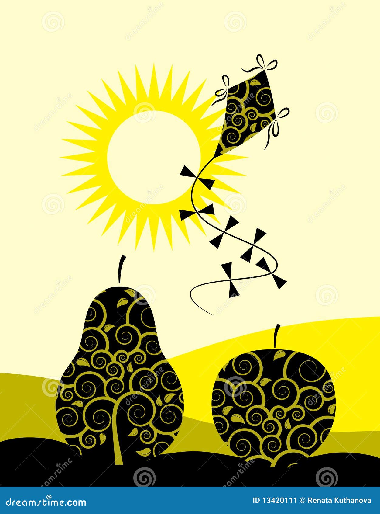 Abstract fruits and kite stock vector. Illustration of ornament - 13420111