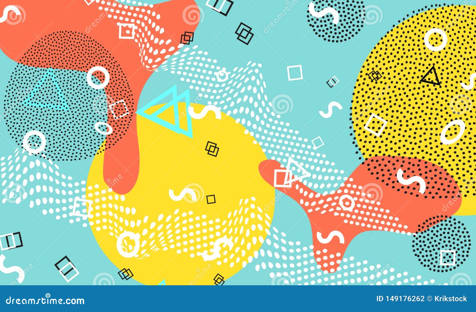 Abstract Fun Background. Colour Shapes Pattern Stock Vector ...