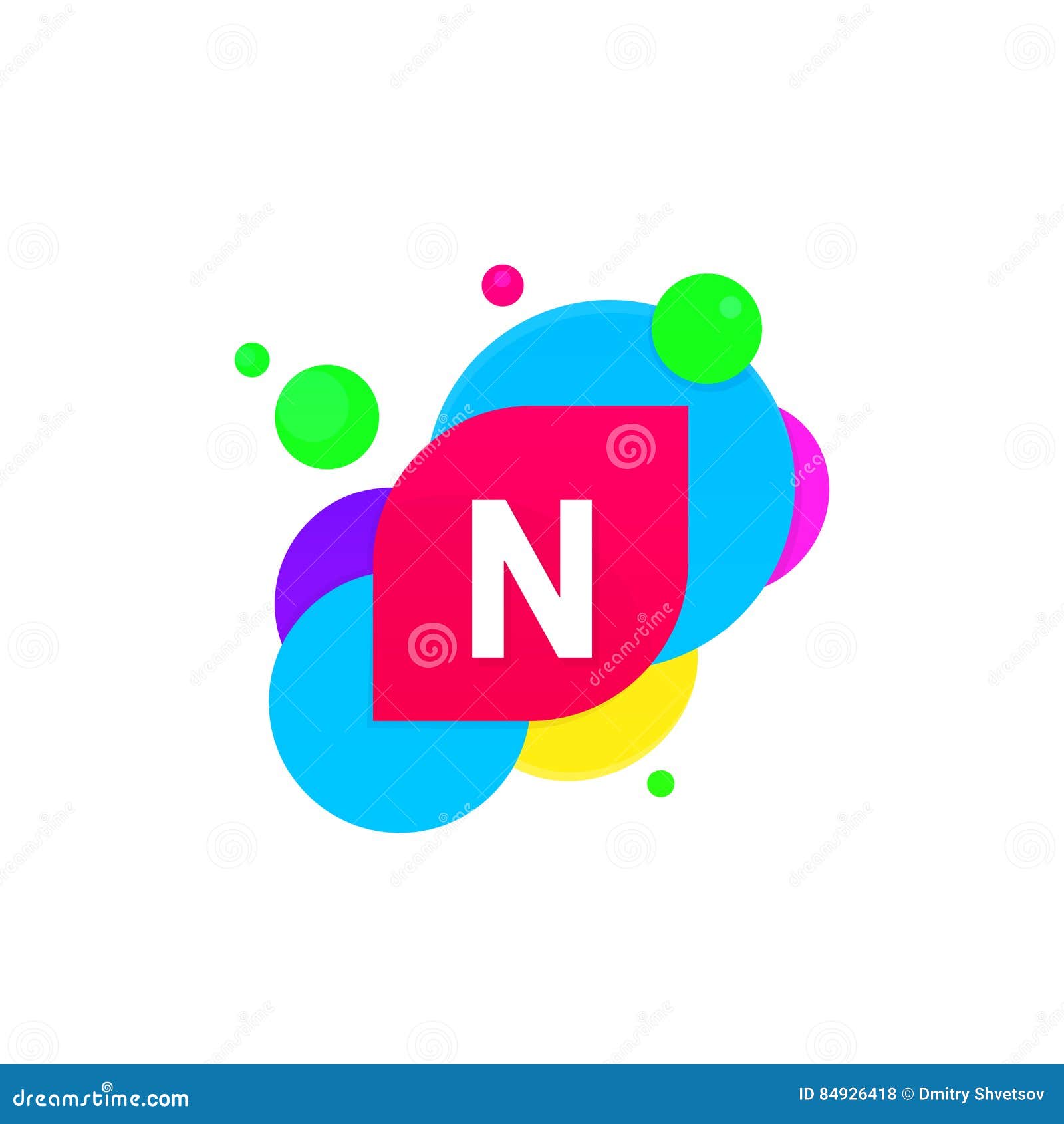 Abstract Fun N Letter Logo Creative Flat Children Avatar Vector Stock ...