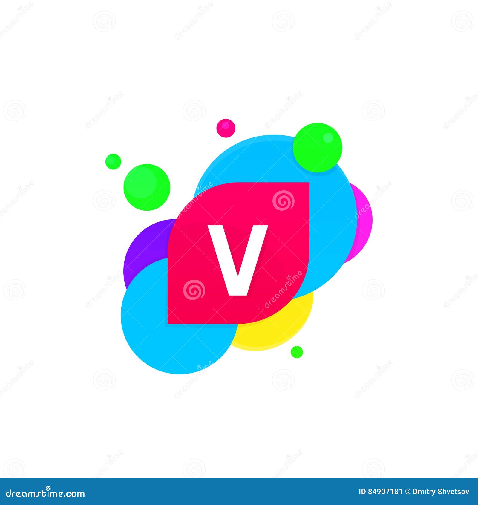 Abstract Fun V Letter Logo Creative Flat Children Avatar Vector Stock ...
