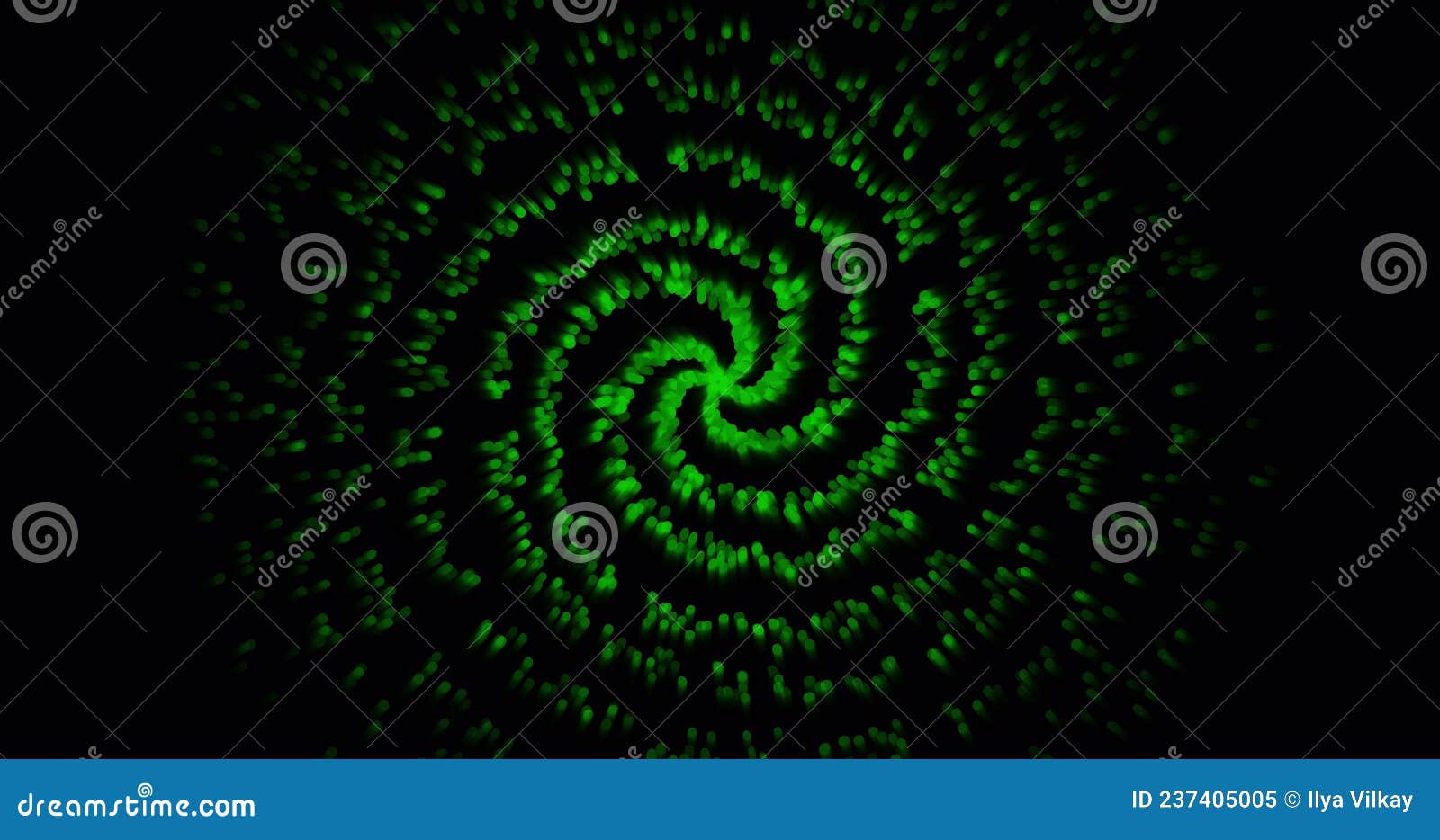Abstract Funnel of Many Green Dots Form Spiral. Illusion of Motion ...