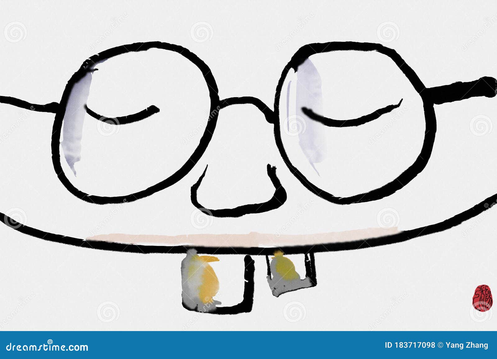 Abstract Funny Watercolor Face Expression Illustration Stock ...