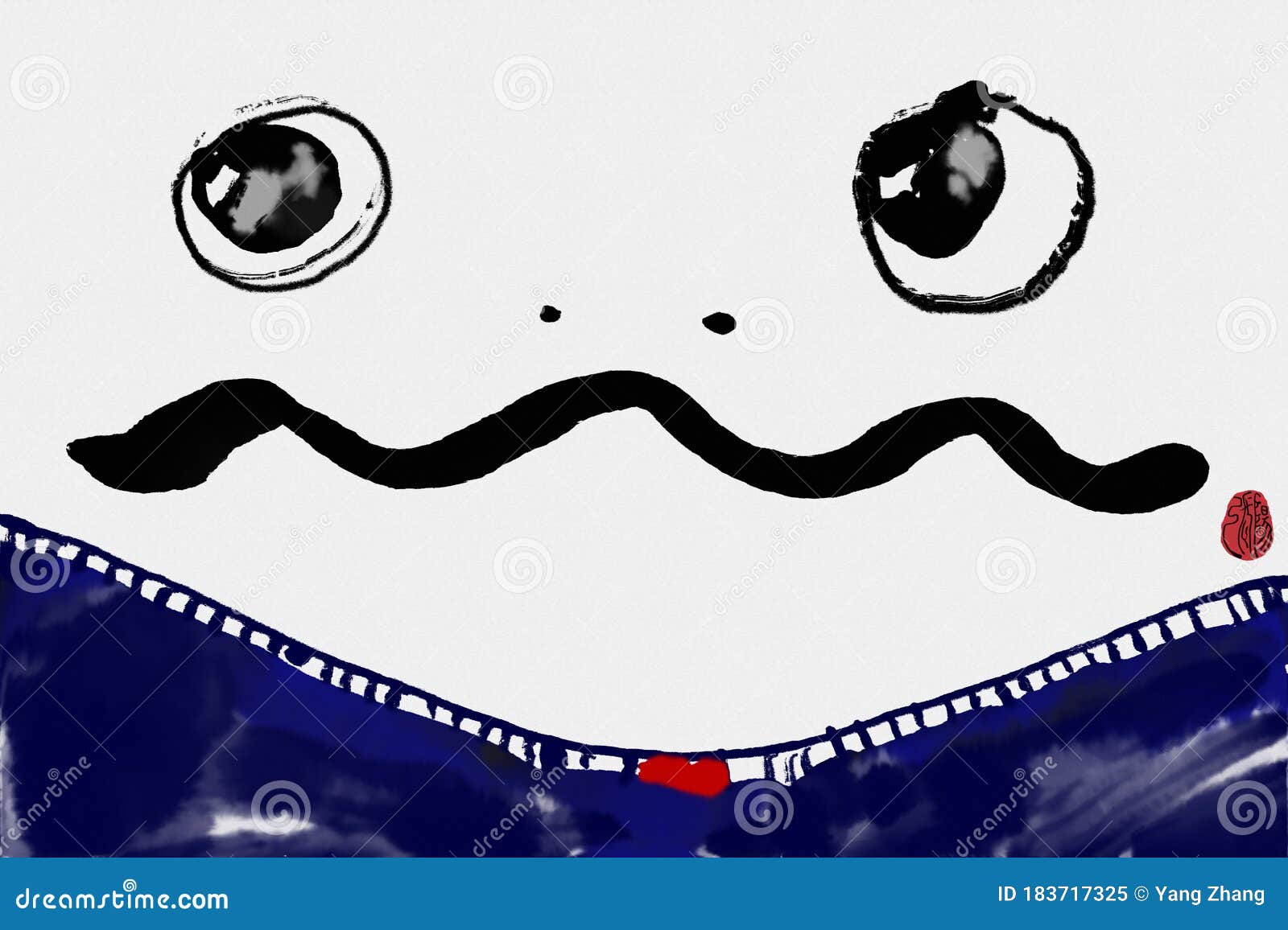 Abstract Funny Watercolor Face Expression Illustration Stock ...