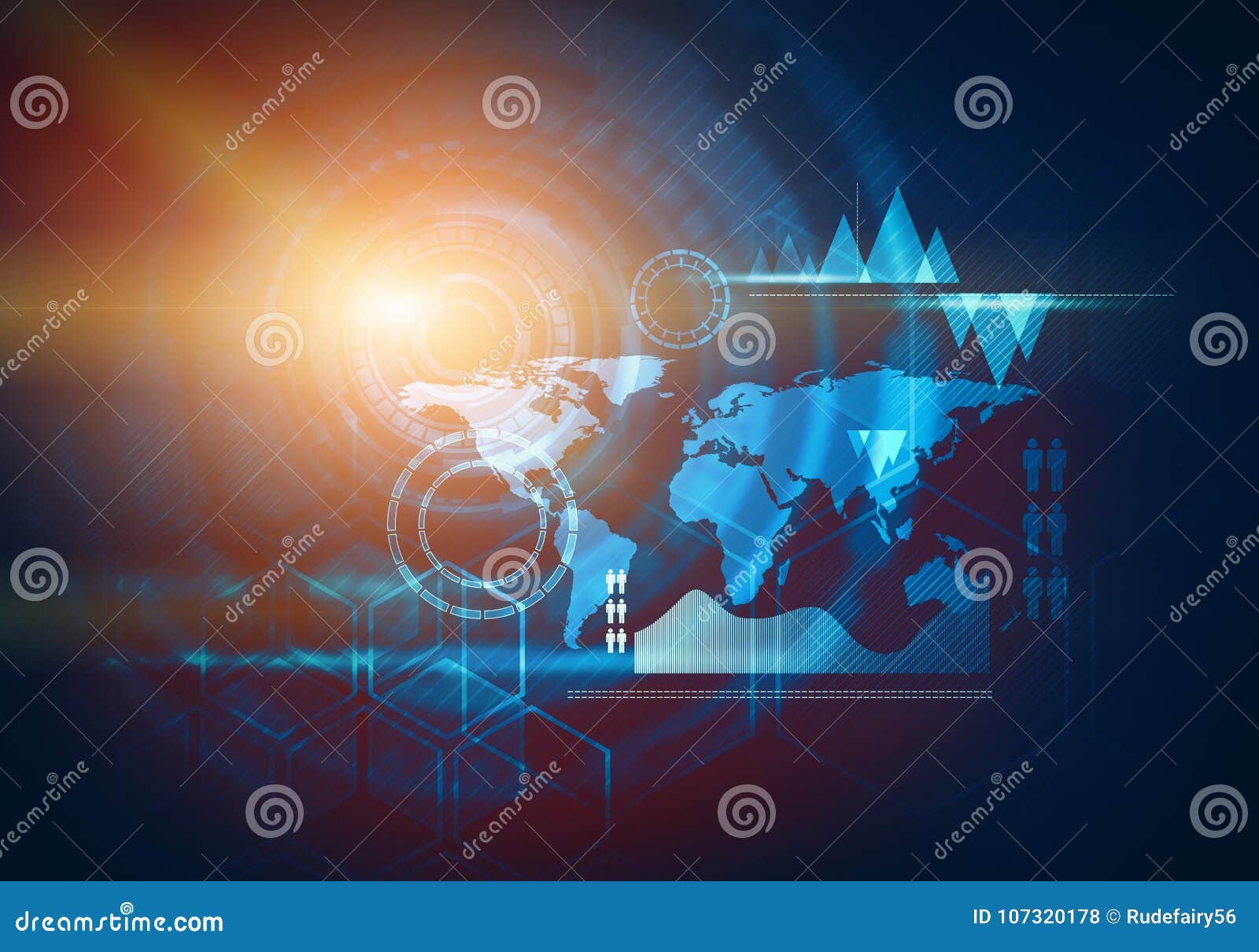 Touch Screen User Interface HUD with Orange Light Flare. Stock ...