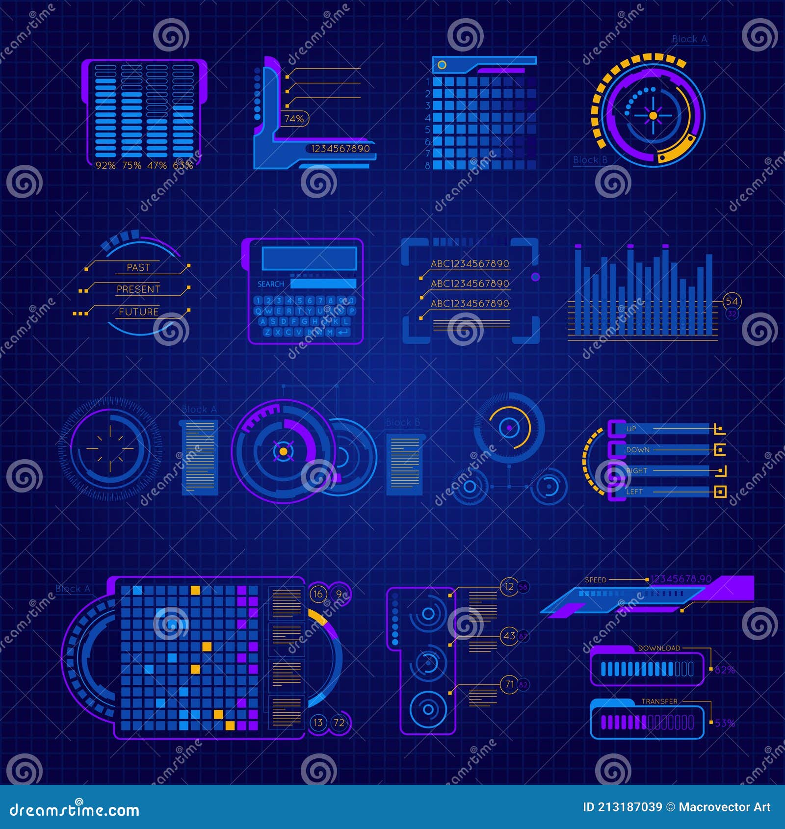 Abstract Future Interface Icon Set Stock Vector - Illustration of ...