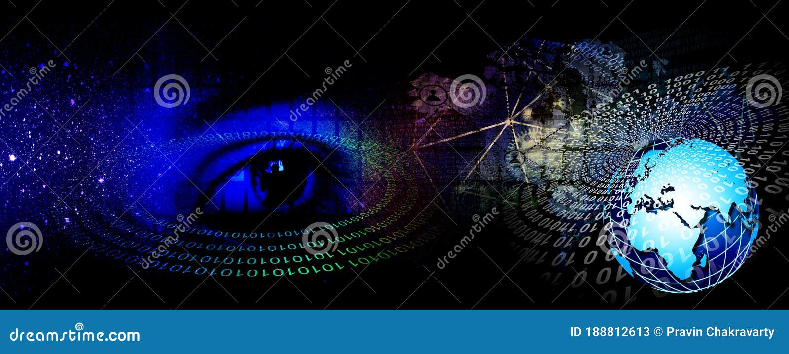 Abstract Future Technology Telecoms Background with Eye Vision, Vector ...