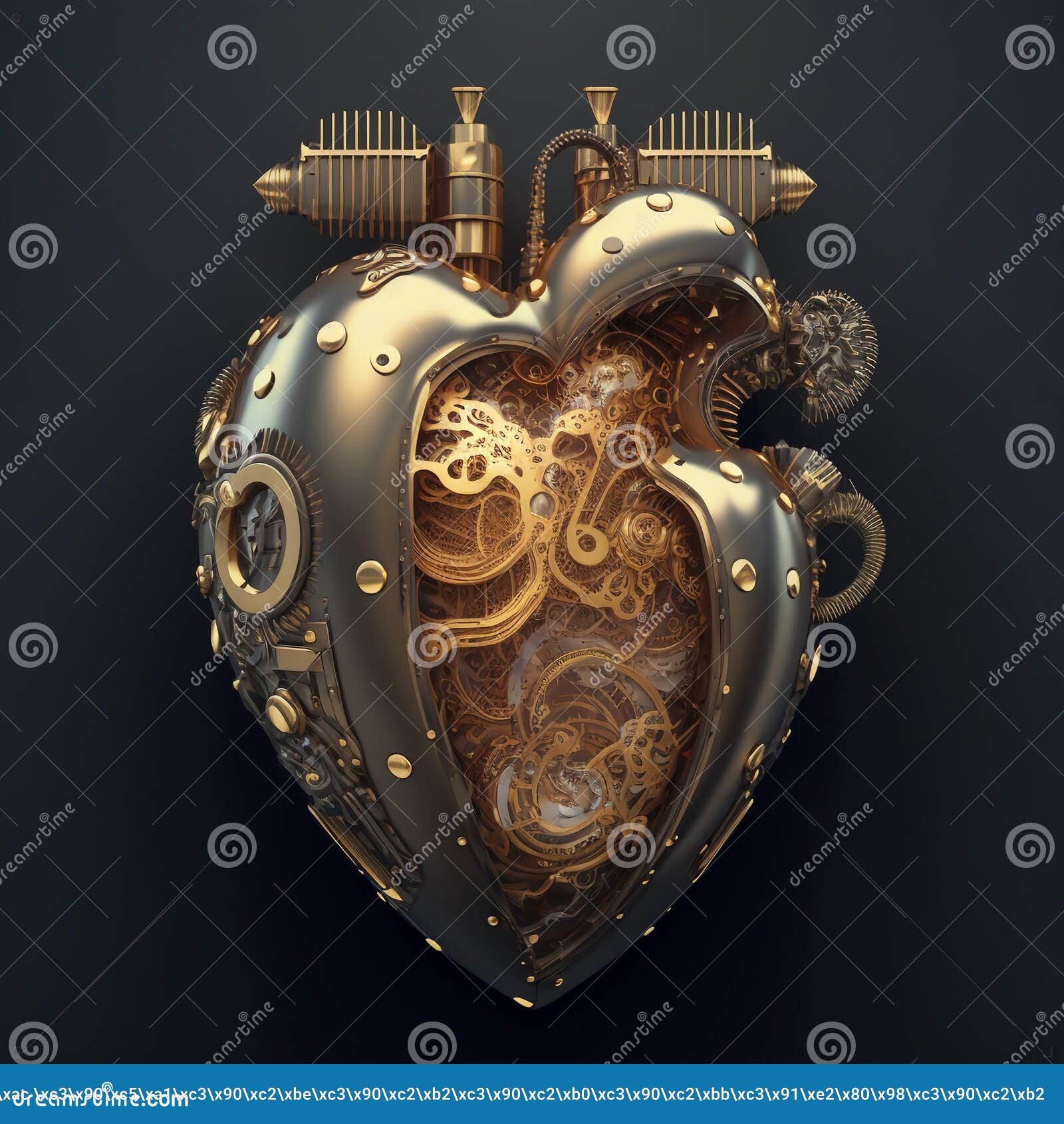Abstract Futuristic Alien Technology. Cyborg Heart Concept Design Stock ...