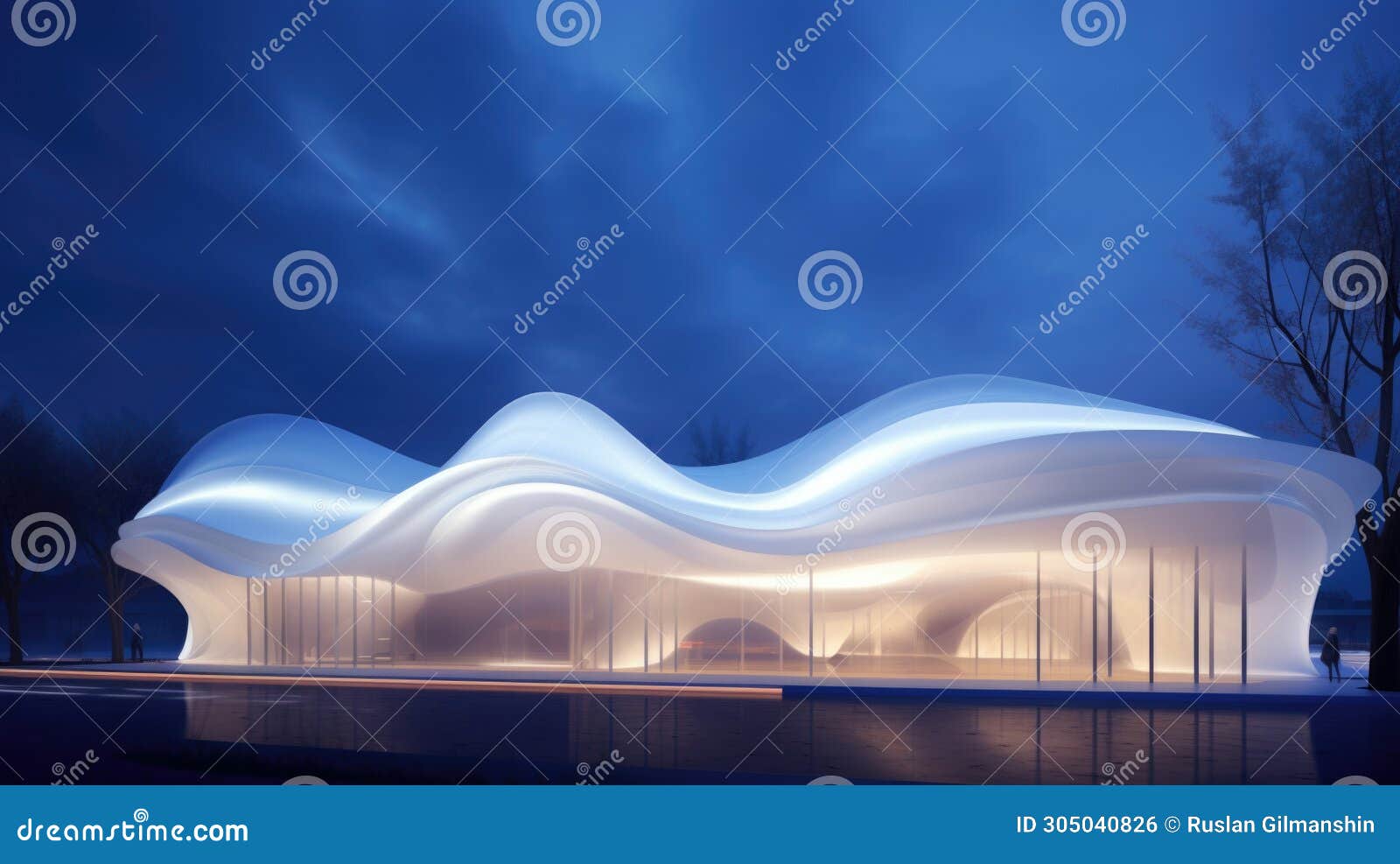 Abstract Futuristic Architecture Building Concept. Wave Outdoor ...