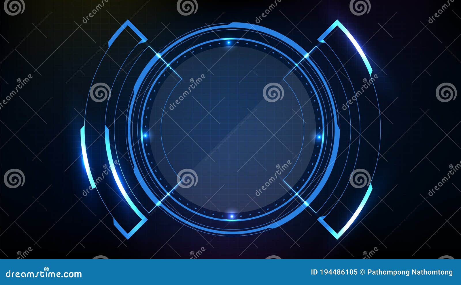 Futuristic Background Of Blue Circl Round Glowing Technology Sci Fi ...