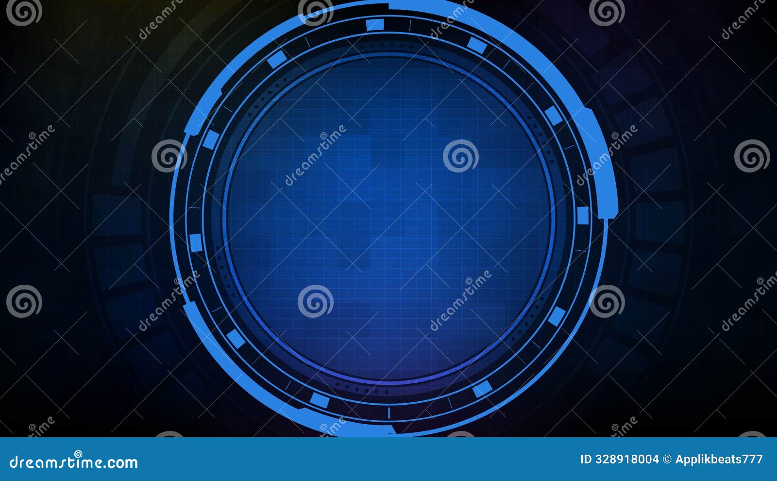 Abstract Futuristic Background of Blue Circle Round Glowing Technology ...