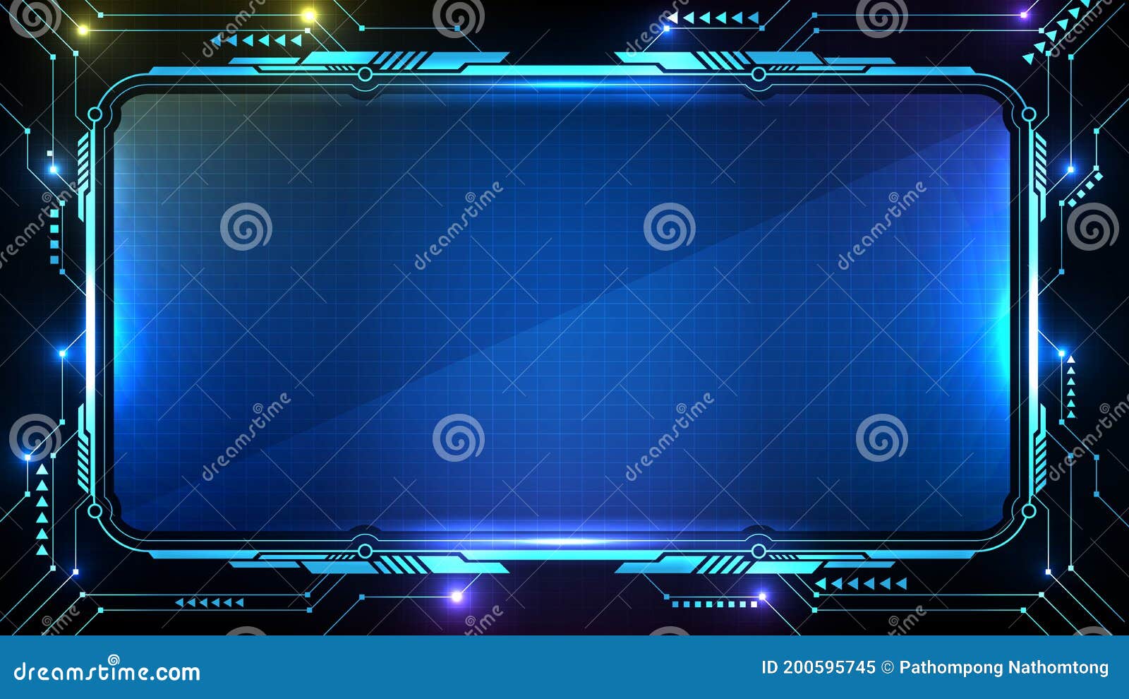 Futuristic Background of Blue Glowing Technology Sci Fi Frame Hud Ui ...