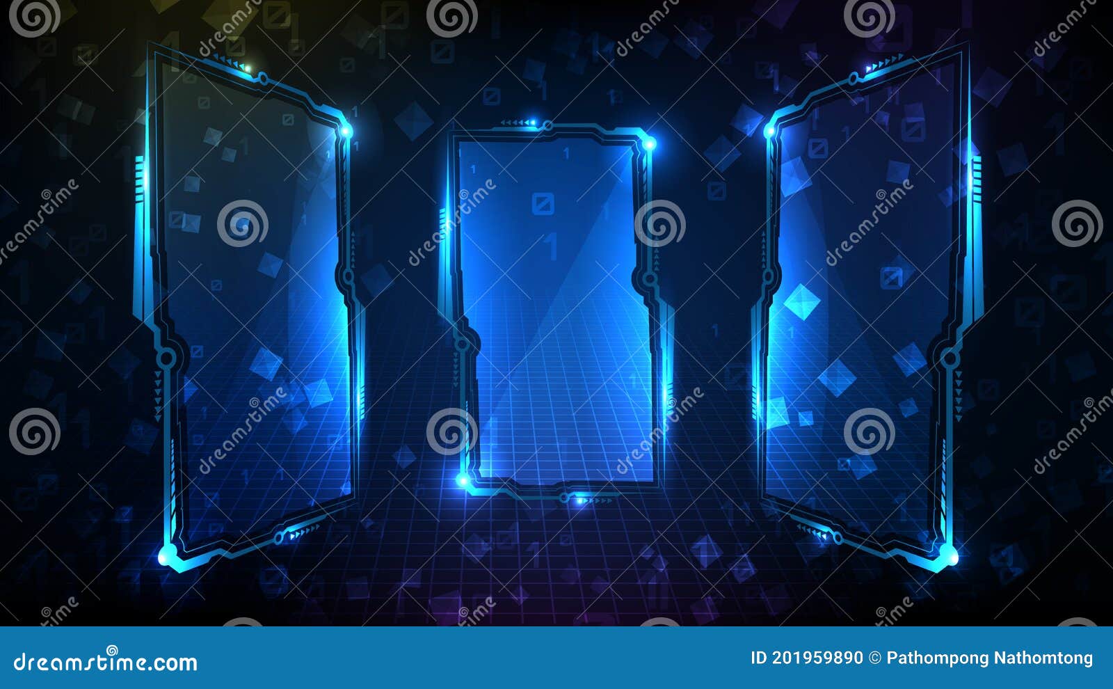 Futuristic Background of Blue Glowing Technology Sci Fi Frame Hud Ui ...
