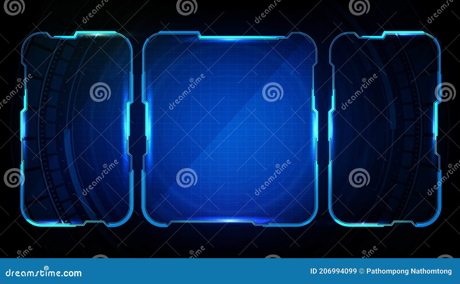 Futuristic Background of Blue Glowing Technology Sci Fi Frame Hud Ui ...